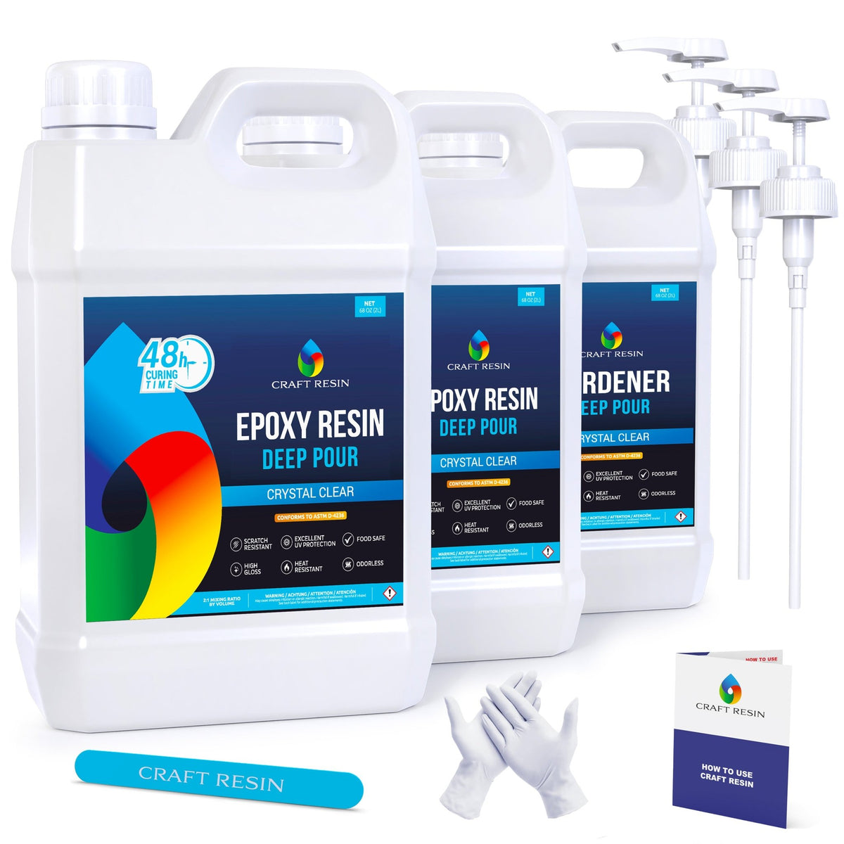 Deep Pour Craft Resin 1.5 Gallon Kit. 2-4" Pour Depths Crystal Clear ...