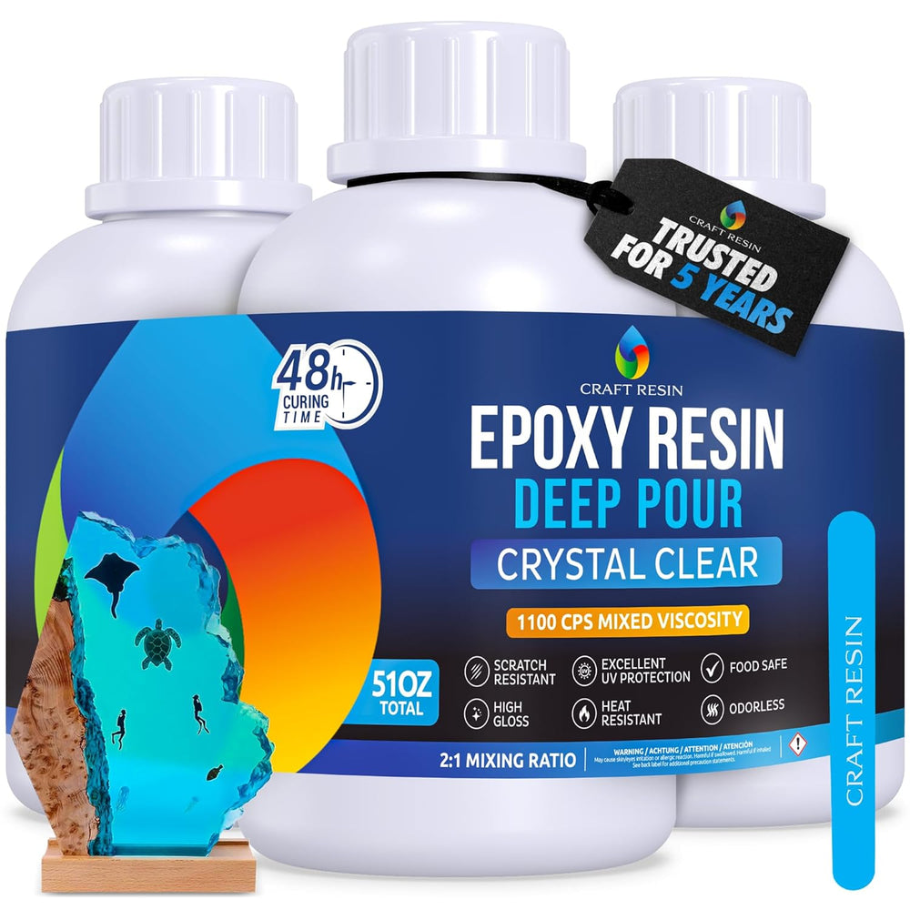 Craft Resin Deep Pour - up to 2”. Crystal Clear Casting Epoxy. 51oz Kit ...