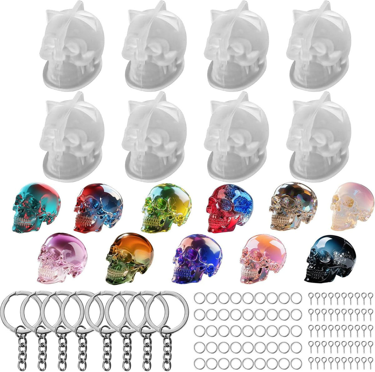 Small Keychain Resin Skull Molds - set of 8