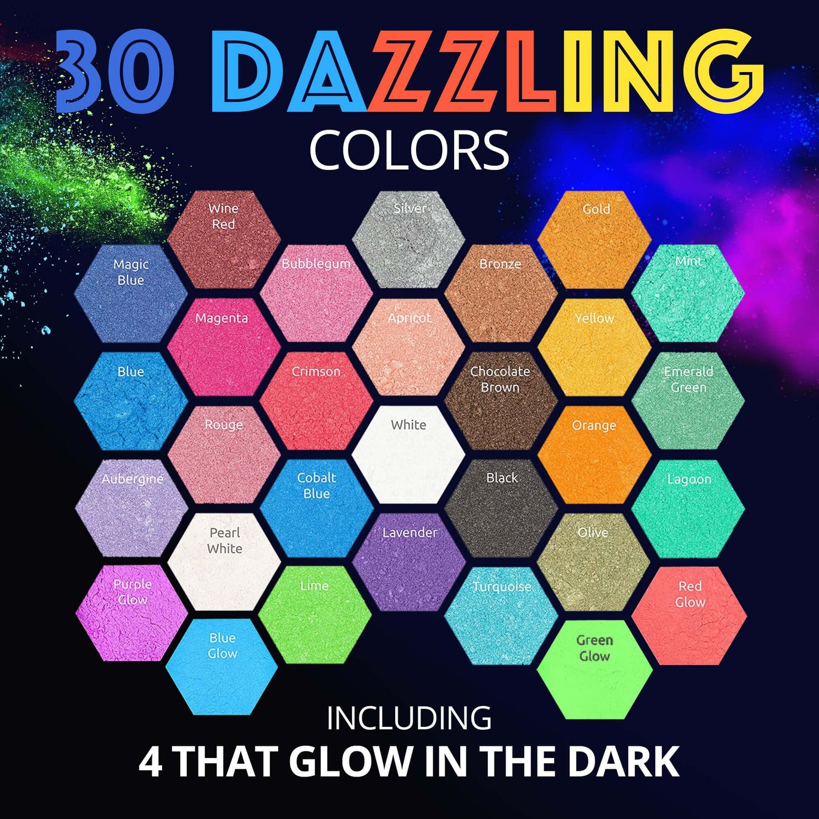 Craft Resin Mica Powder. 30 Colors Pigment Set for Resin Art